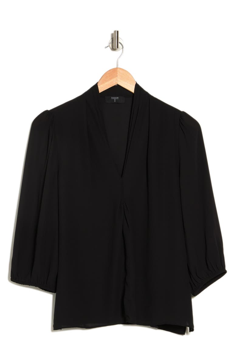 T Tahari V-Neck Three-Quarter Puff Sleeve Blouse | Nordstromrack