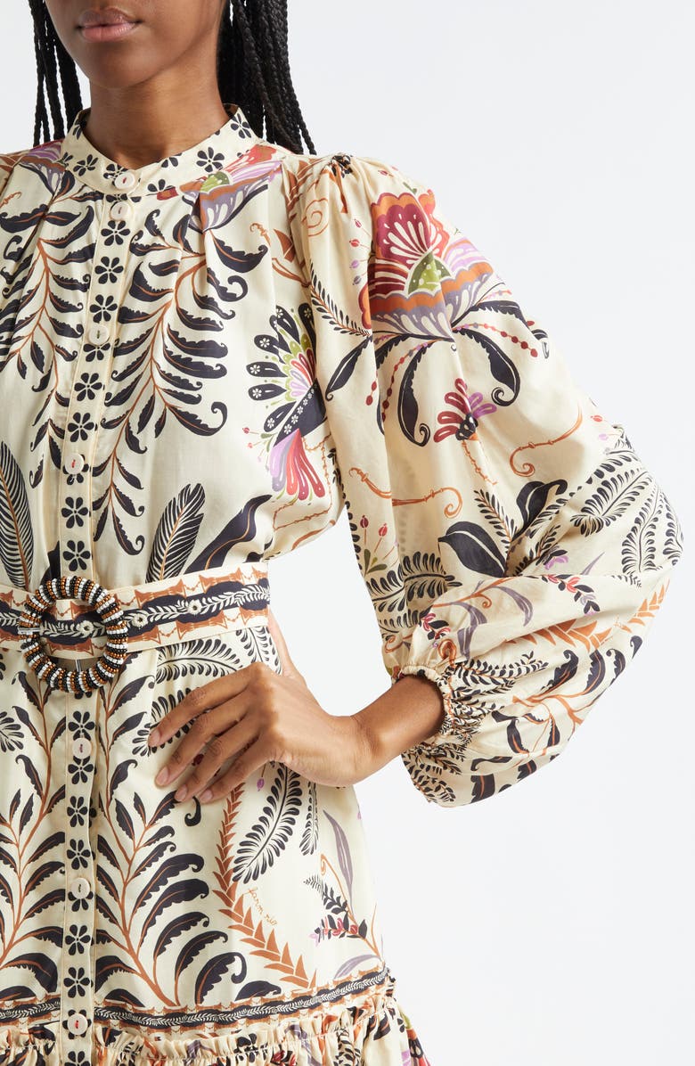 FARM Rio Mixed Print Long Sleeve Cotton Blend Dress | Nordstromrack