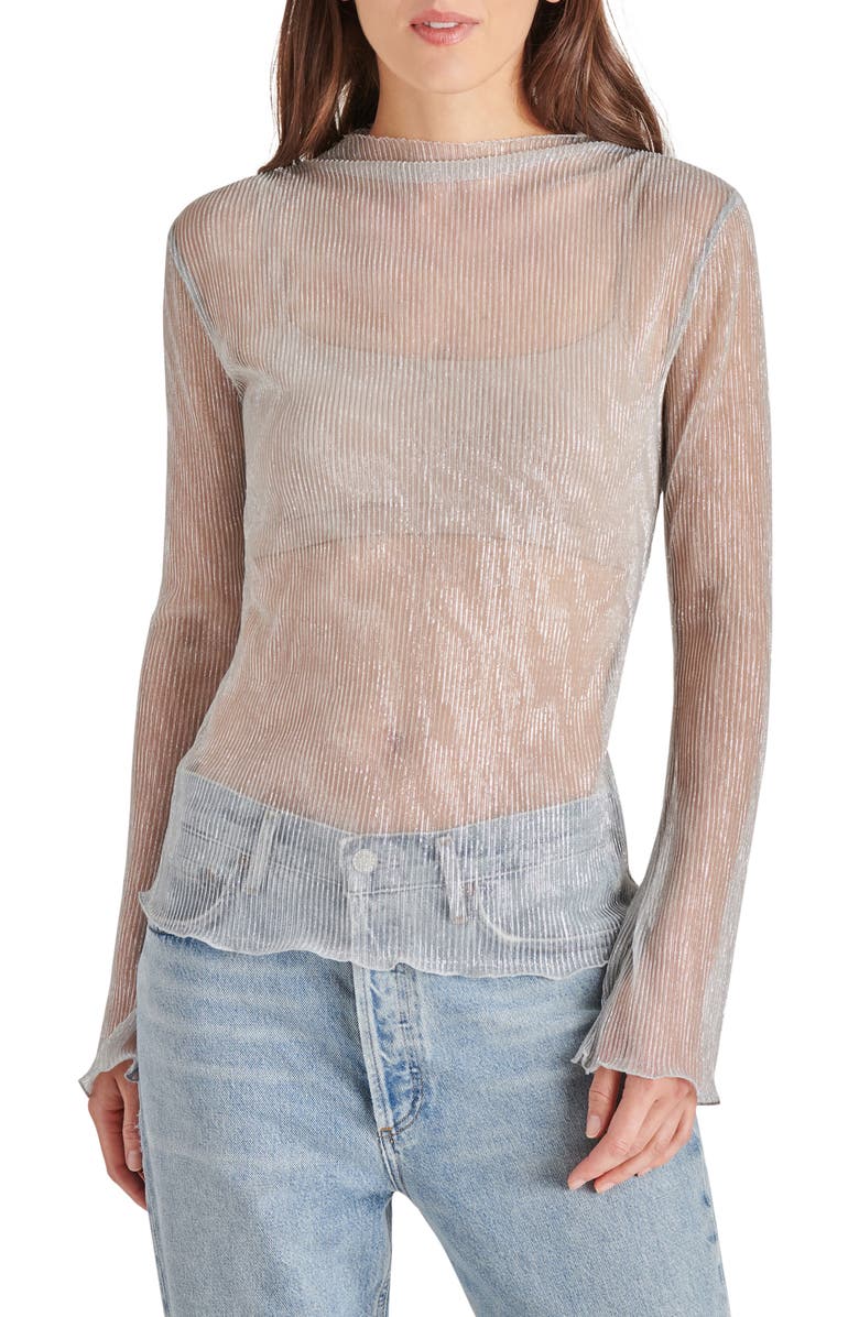 Steve Madden Janelle Sheer Metallic Plissé Top | Nordstromrack