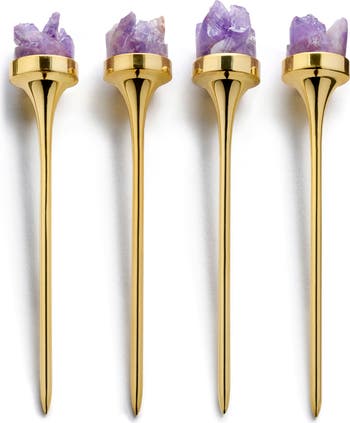 ANNA New York Hospitality Set of 4 Amethyst Druze Cocktail Picks ...