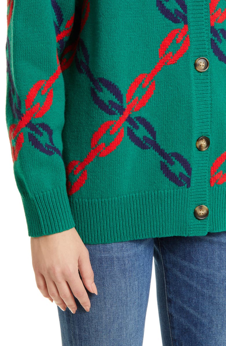 Clare V. Papi Chain Jacquard Wool & Cotton Blend Cardigan | Nordstromrack
