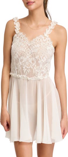 Rya Collection Giselle Lace & Chiffon Chemise | Nordstrom