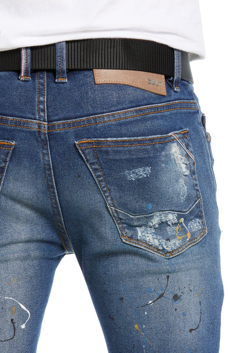 Cult of Individuality Men's Punk Destroyed Paint Splatter Belted Super ...