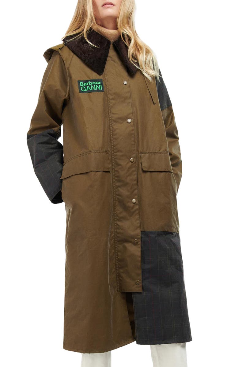 BARBOUR X GANNI x Ganni Burghley Organic Cotton Longline Coat | Nordstrom