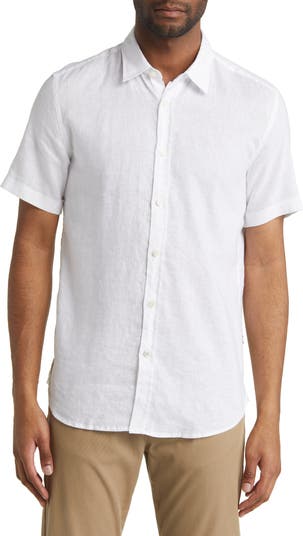 BOSS Ross Slim Fit Short Sleeve Linen Blend Button-Up Shirt | Nordstrom