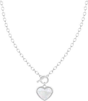 SPLENDID PEARLS Mother of Pearl Shell Heart Pendant Necklace ...