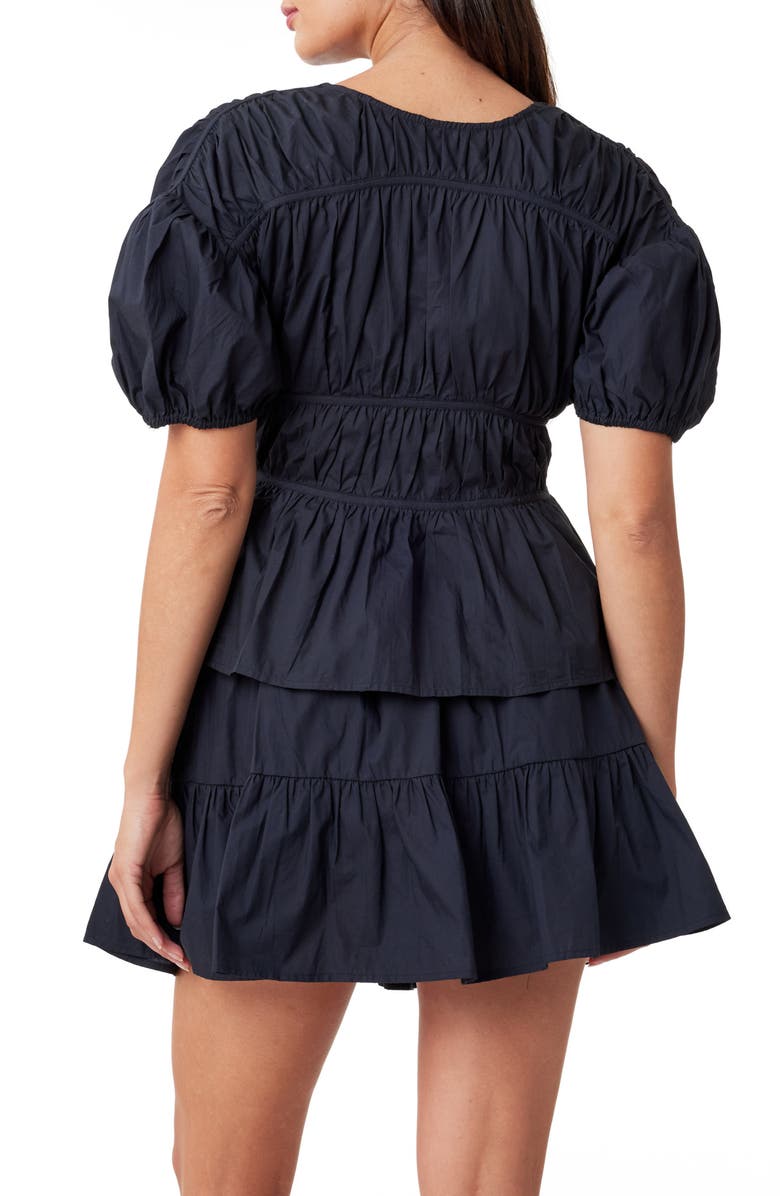 Scotch & Soda Cotton Puff Sleeve Tiered Peplum Top | Nordstrom