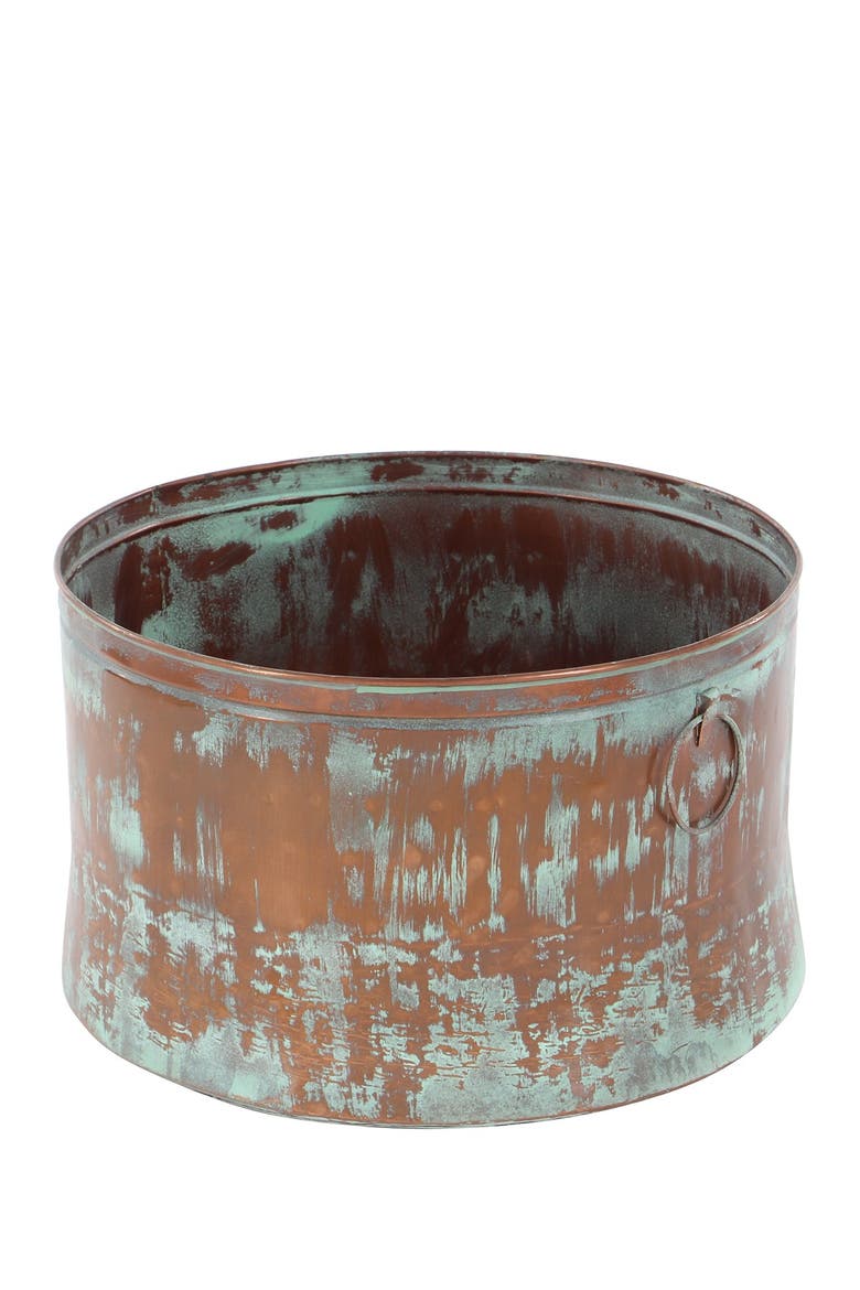 WILLOW ROW Copper Rustic Iron Drum Planter - Set of 3 | Nordstromrack