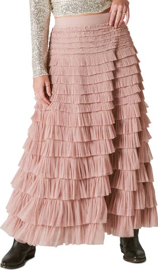 Lucky Brand Tiered Pleated Ruffle Tulle Maxi Skirt | Nordstrom