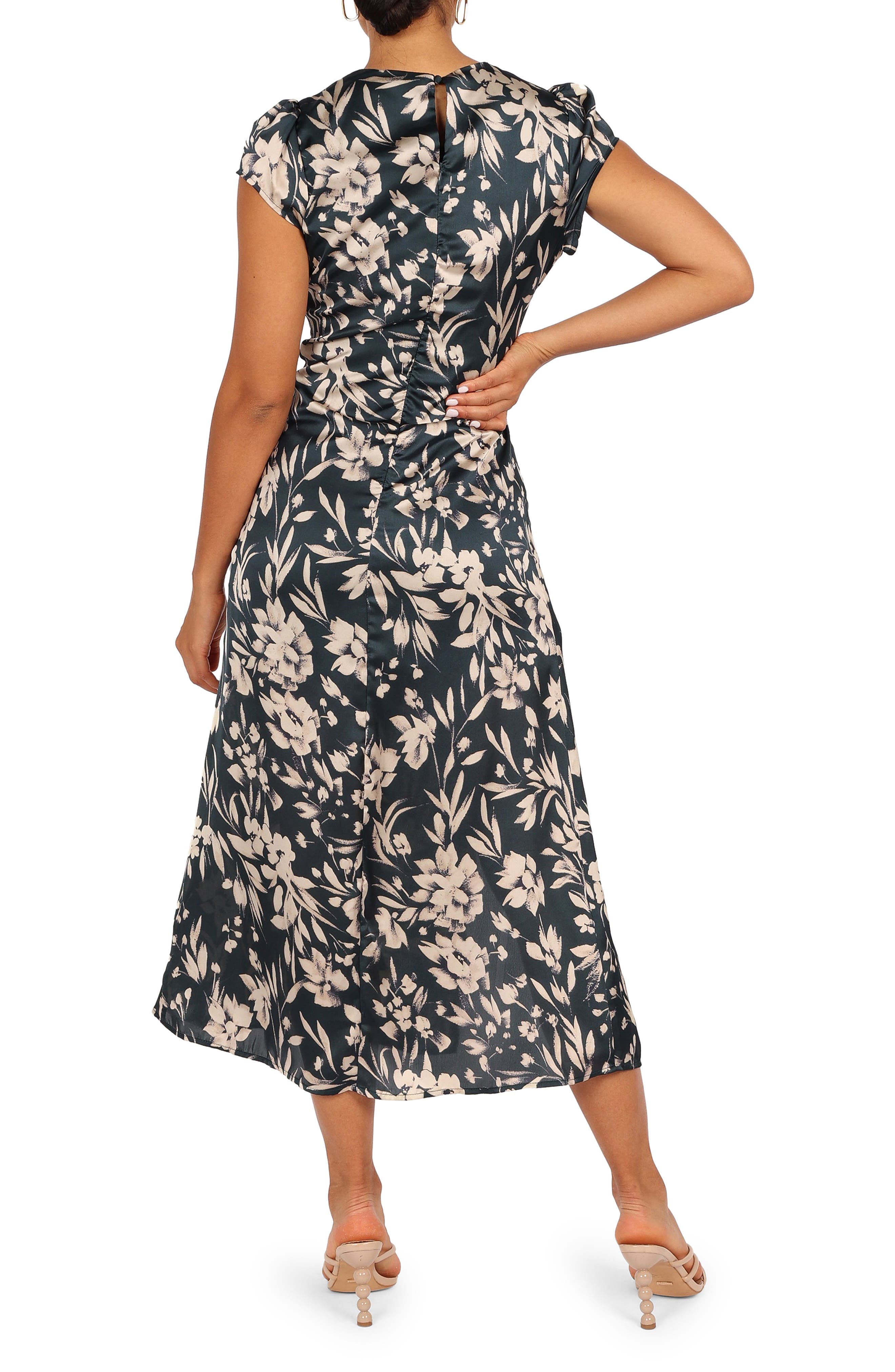 Petal & Pup Lisbeth Floral Cap Sleeve Satin Midi Dress | Nordstrom