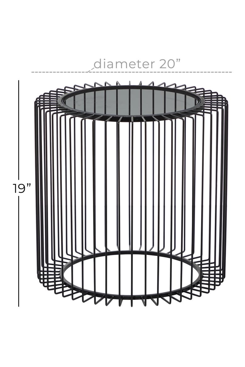 VIVIAN LUNE HOME Black Metal Contemporary Accent Table with Shaded ...