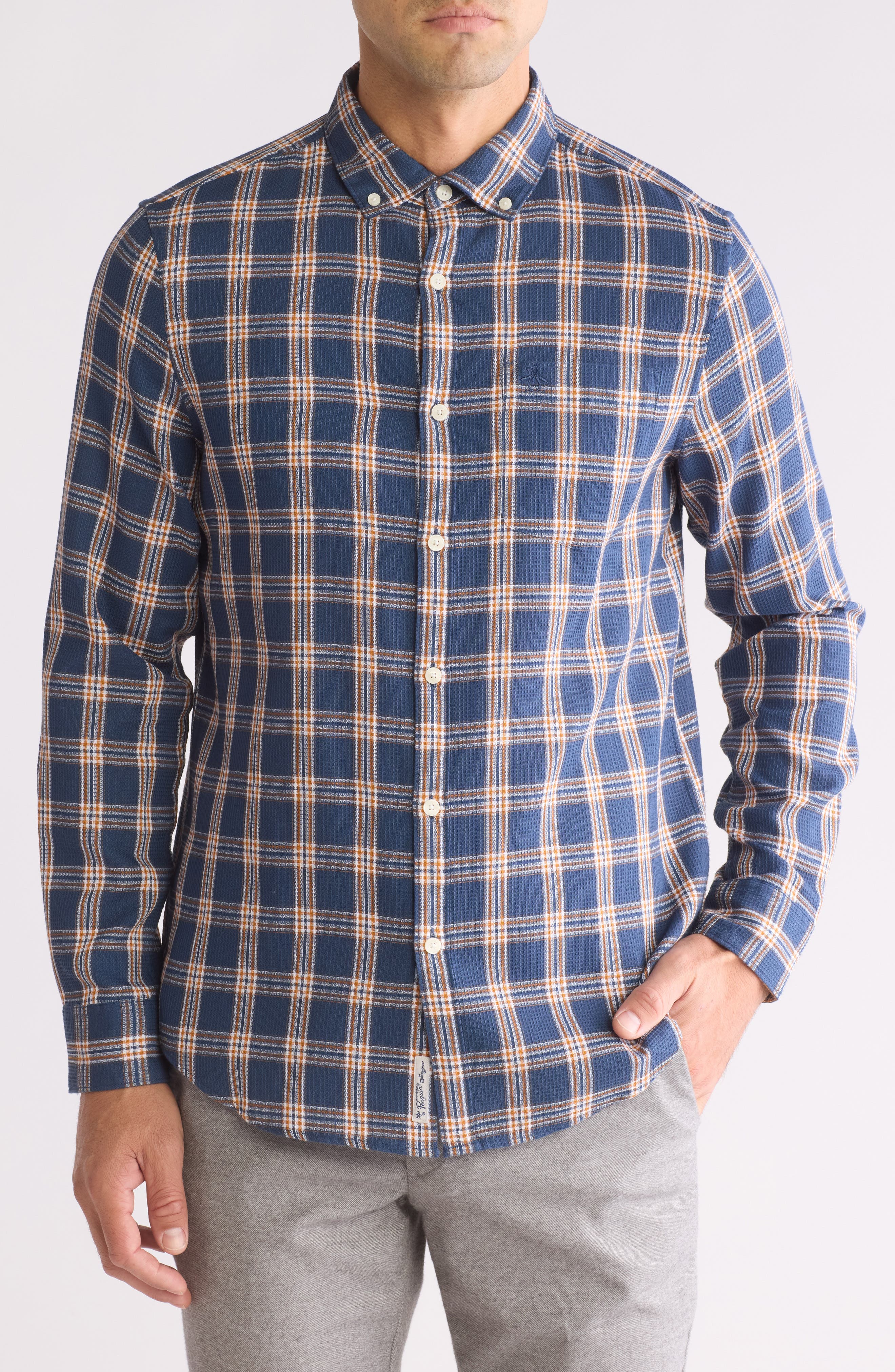 Original Penguin Waffle Plaid Button-Up Shirt | Nordstromrack