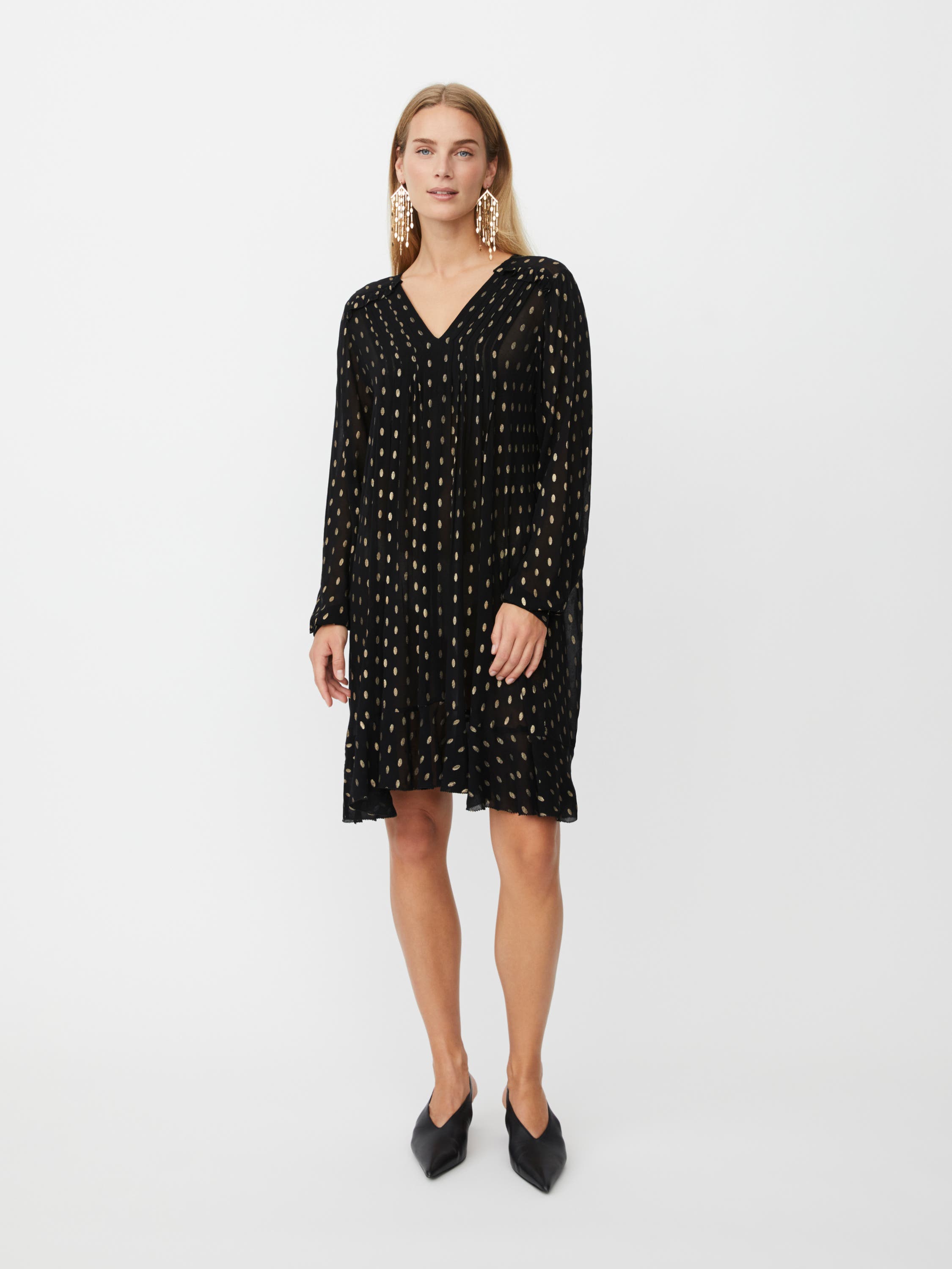 Masai Copenhagen Long Sleeve V-neck A-line Dress In Black | ModeSens