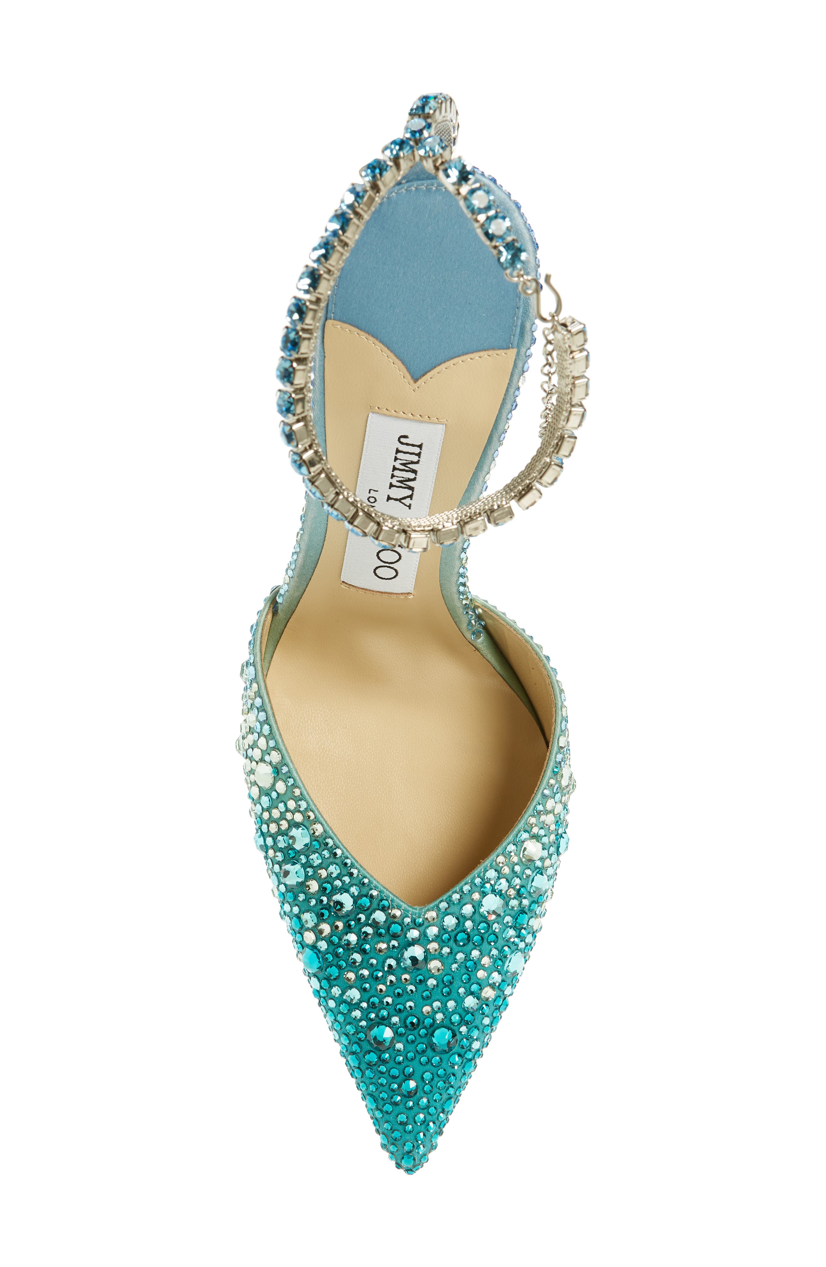 Jimmy Choo Saeda Crystal Ankle Strap Pointed Toe Pump (Women ...