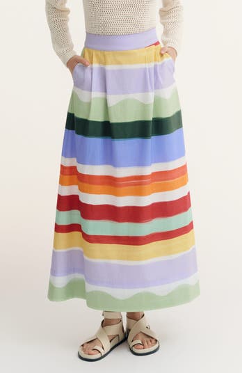 De Loreta Flecos A-Line Cotton Midi Skirt | Nordstrom