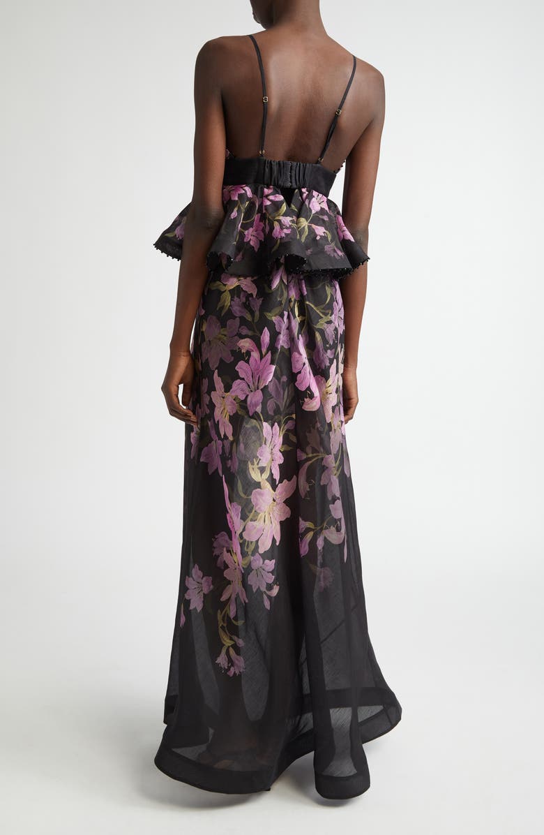 Zimmermann Dawning Floral Linen & Silk Peplum Gown | Nordstromrack