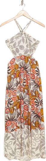 Angie Block Print Halter Maxi Dress | Nordstromrack