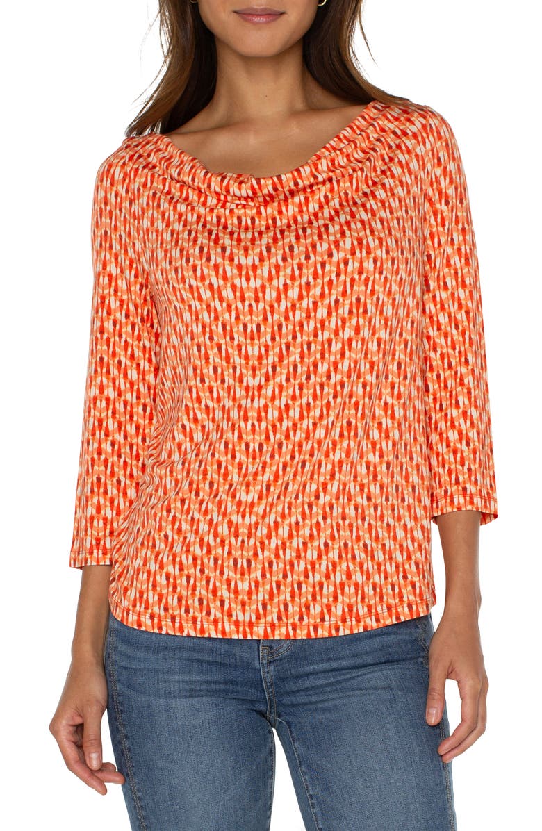 Liverpool Los Angeles Coral Blaze Ikat Print Knit Top | Nordstrom