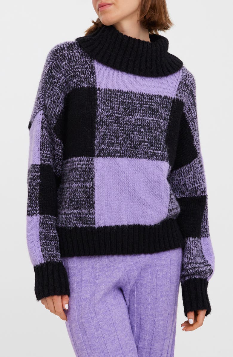 VERO MODA Crystal Buffalo Check Cowl Neck Sweater | Nordstromrack