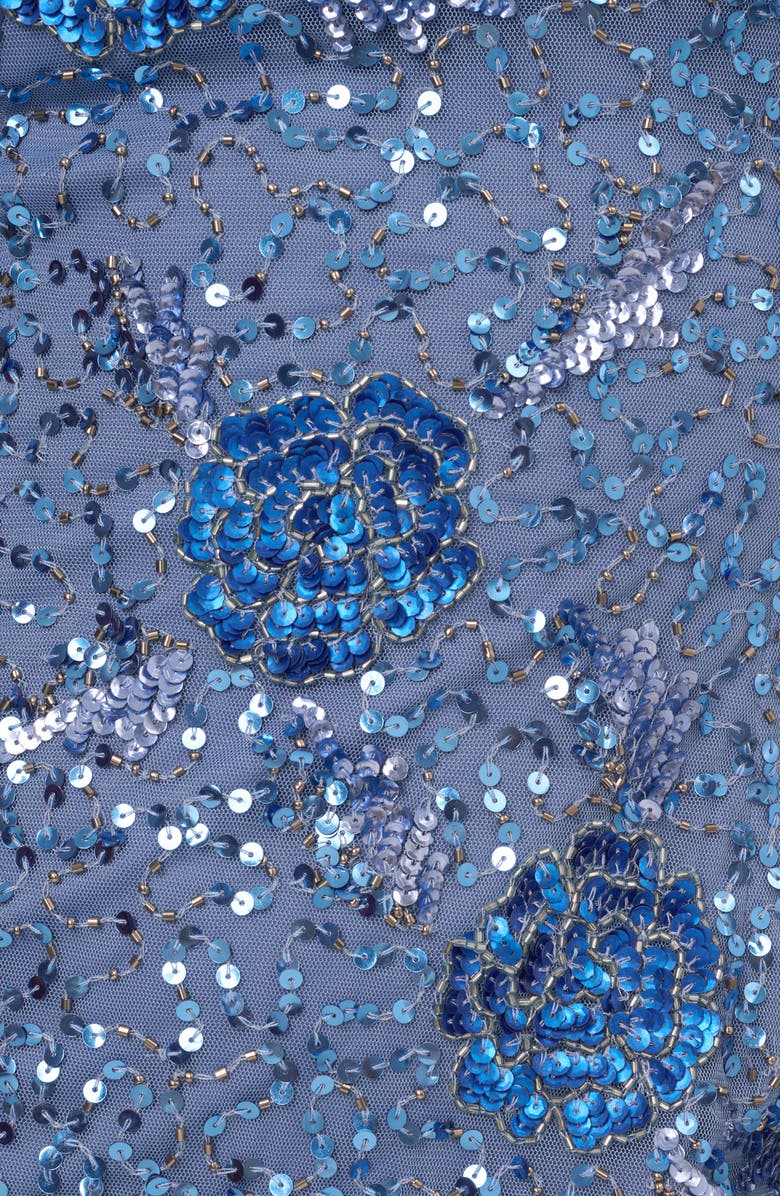 Adrianna Papell Beaded Off the Shoulder Long Sleeve Mesh Column Gown ...