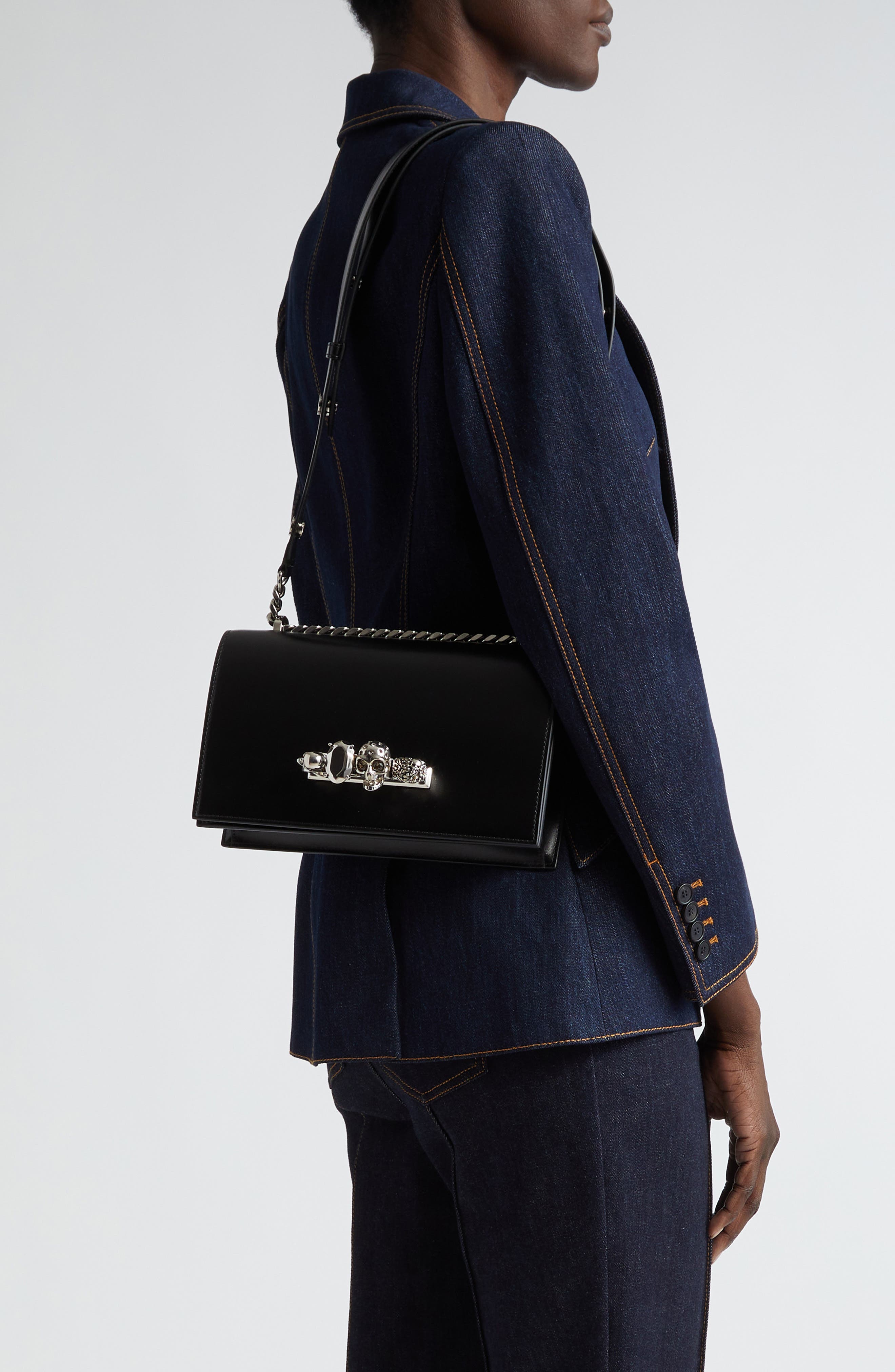 McQueen Mini The Biker Jeweled Satchel Leather | Nordstromrack