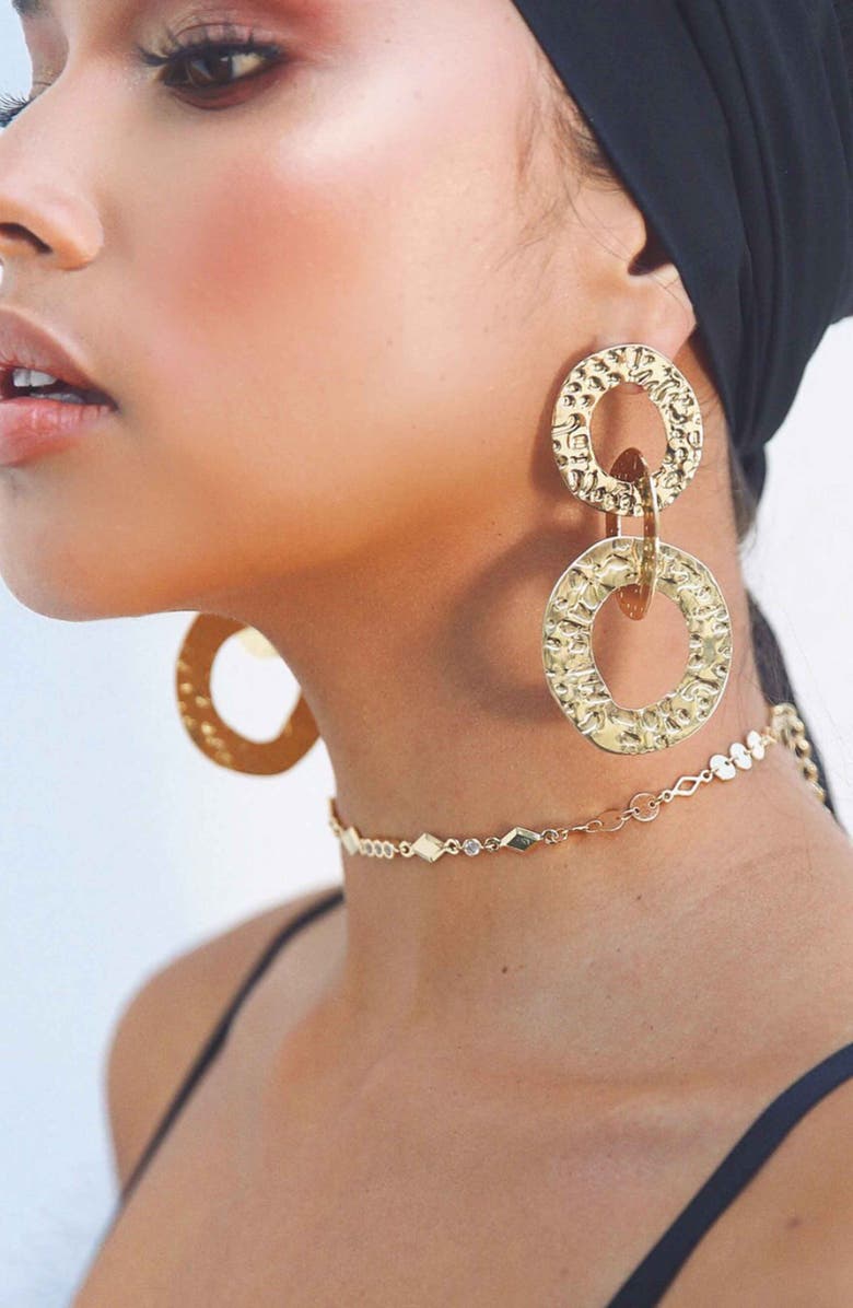 Ettika Hammered Triple Hoop Drop Earrings | Nordstromrack