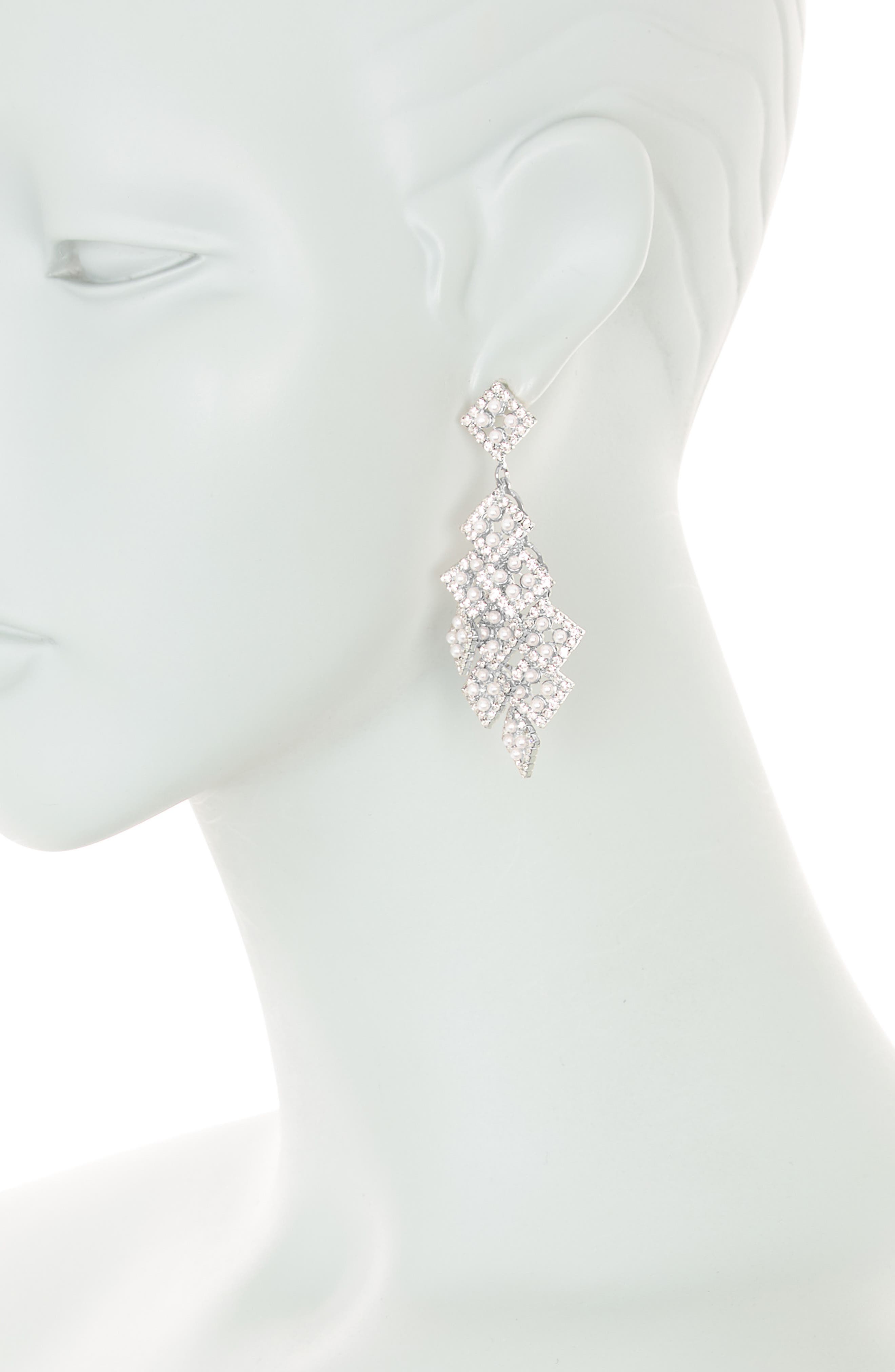 Tasha Crystal & Imitation Pearl Square Cascading Drop Earrings ...