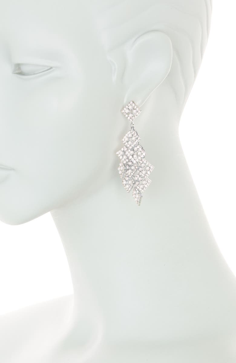 Tasha Crystal & Imitation Pearl Square Cascading Drop Earrings ...