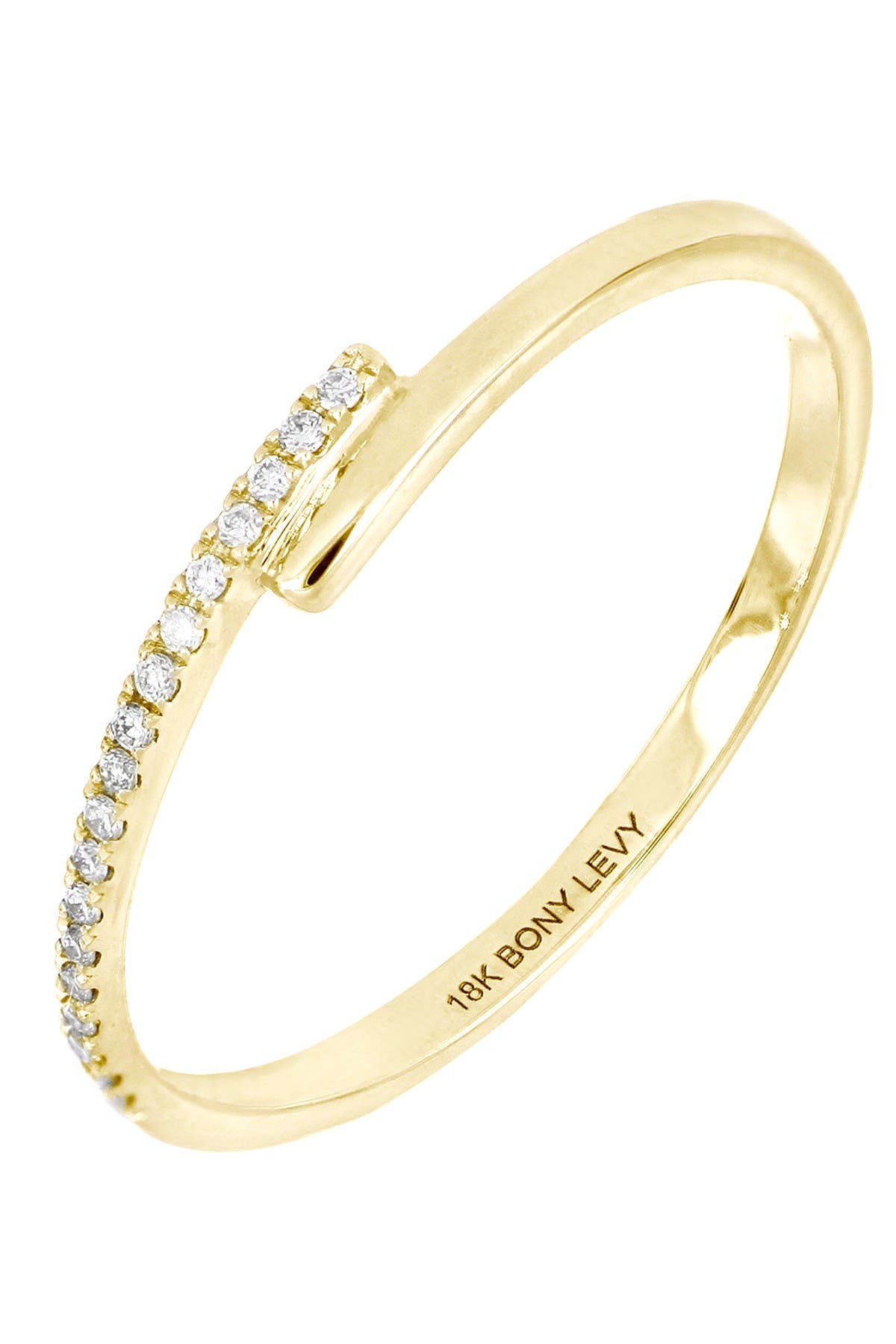 Bony Levy Kiera 18K Yellow Gold Pave Diamond Bypass Overlap Ring - 0.05 ...