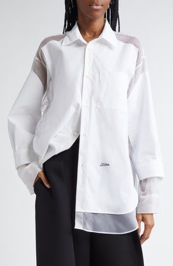 Jean Paul Gaultier The Petit Grand Mixed Media Button-Up Shirt | Nordstrom