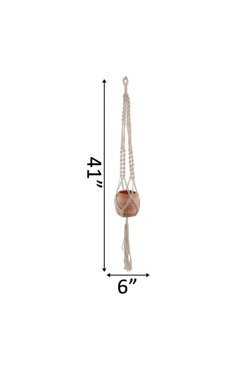 FLORA BUNDA 41" Hanging Macramé With Ceramic Pot - Orange | Nordstromrack