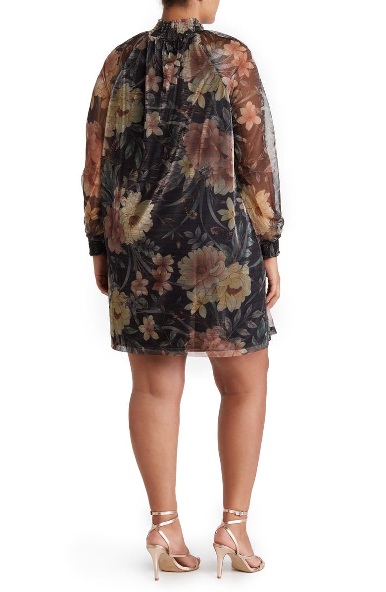 Nina Leonard Smock Neck Printed Dress | Nordstromrack