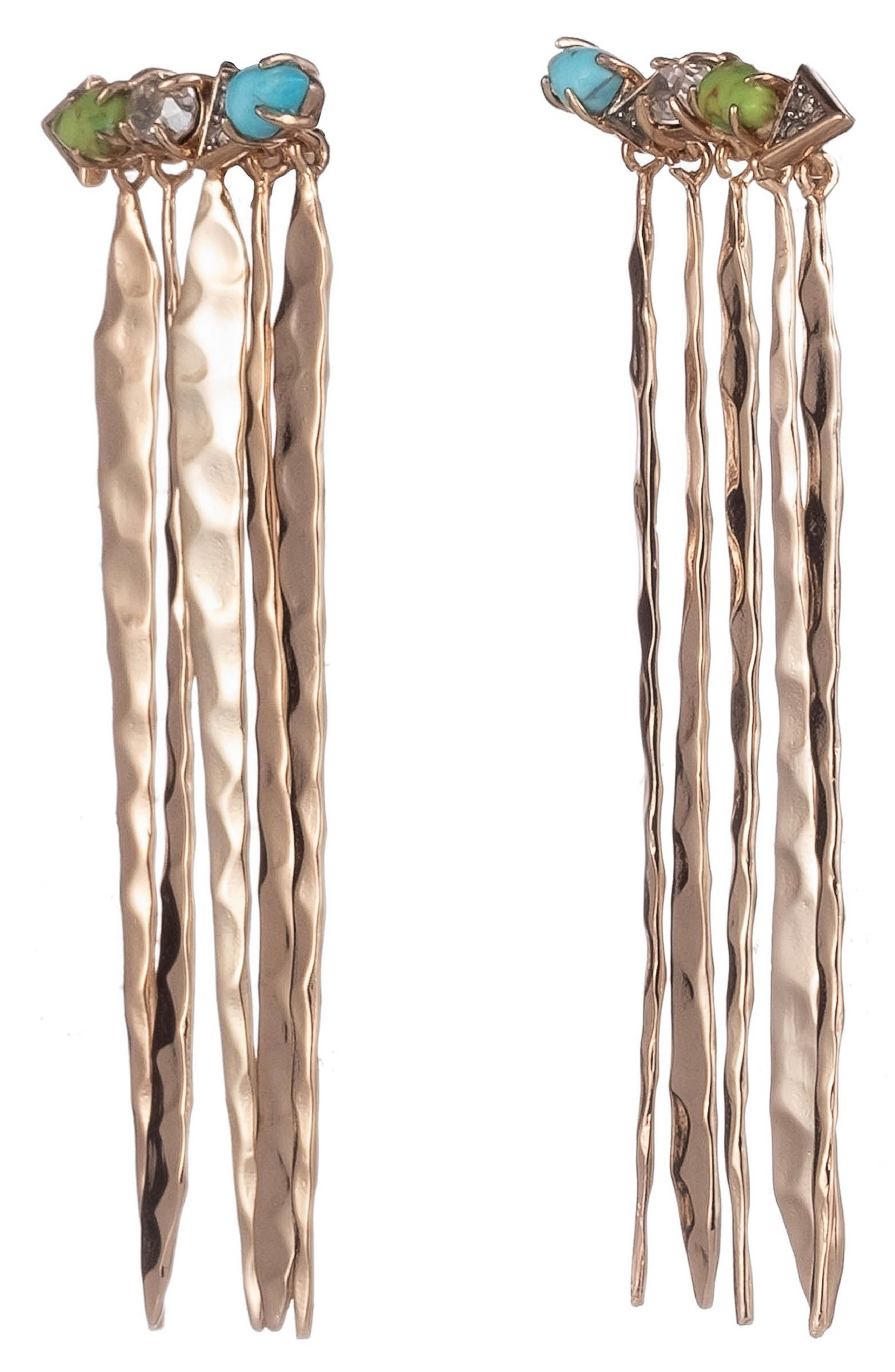 Alexis Bittar Multi-Stone Hammered Fringe Statement Earrings ...