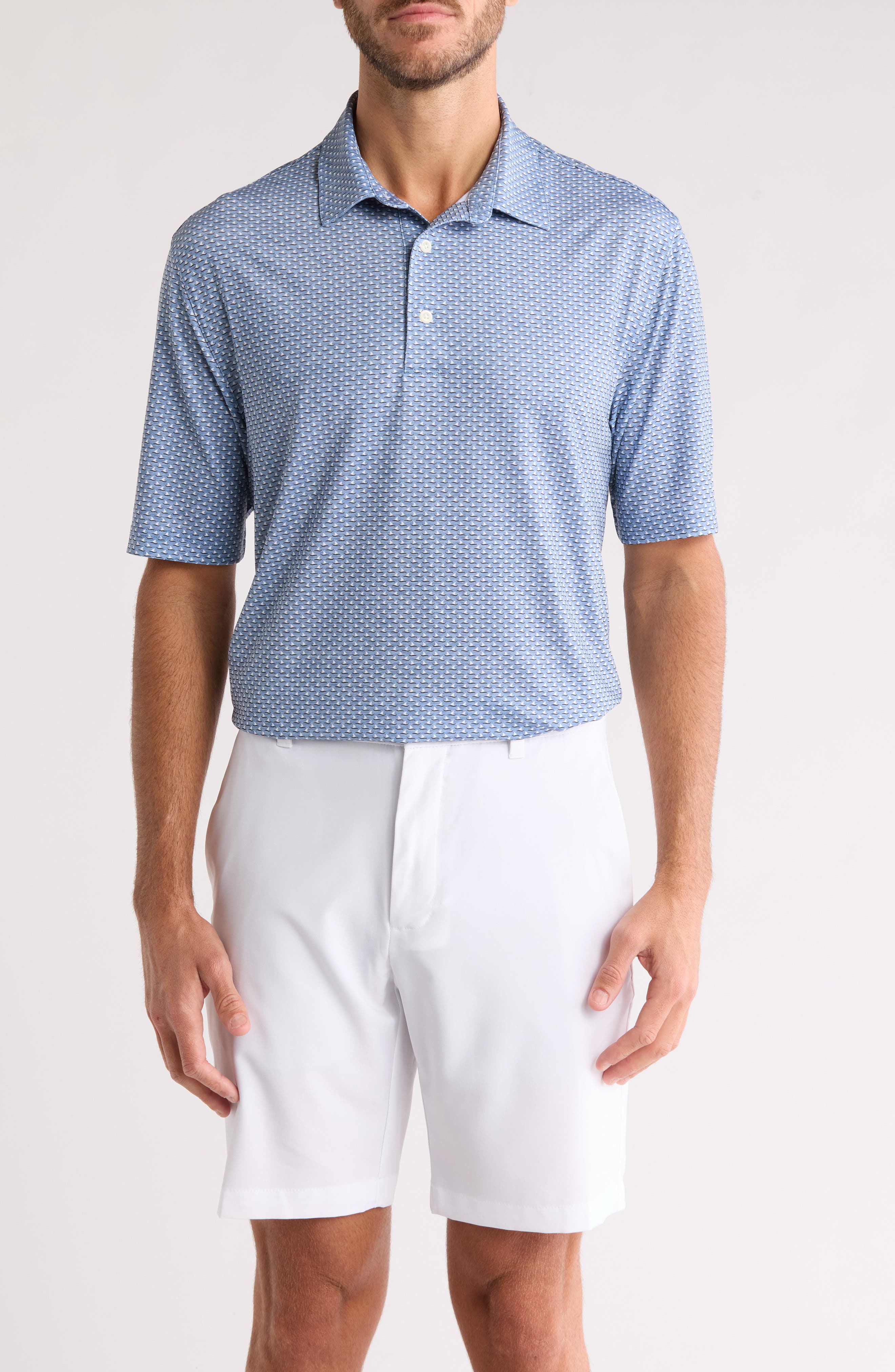 Greg Norman Shark Fin Print Performance Stretch Golf Polo | Nordstromrack