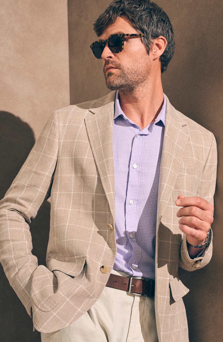 Faherty Reserve Windowpane Cotton & Linen Blazer | Nordstromrack