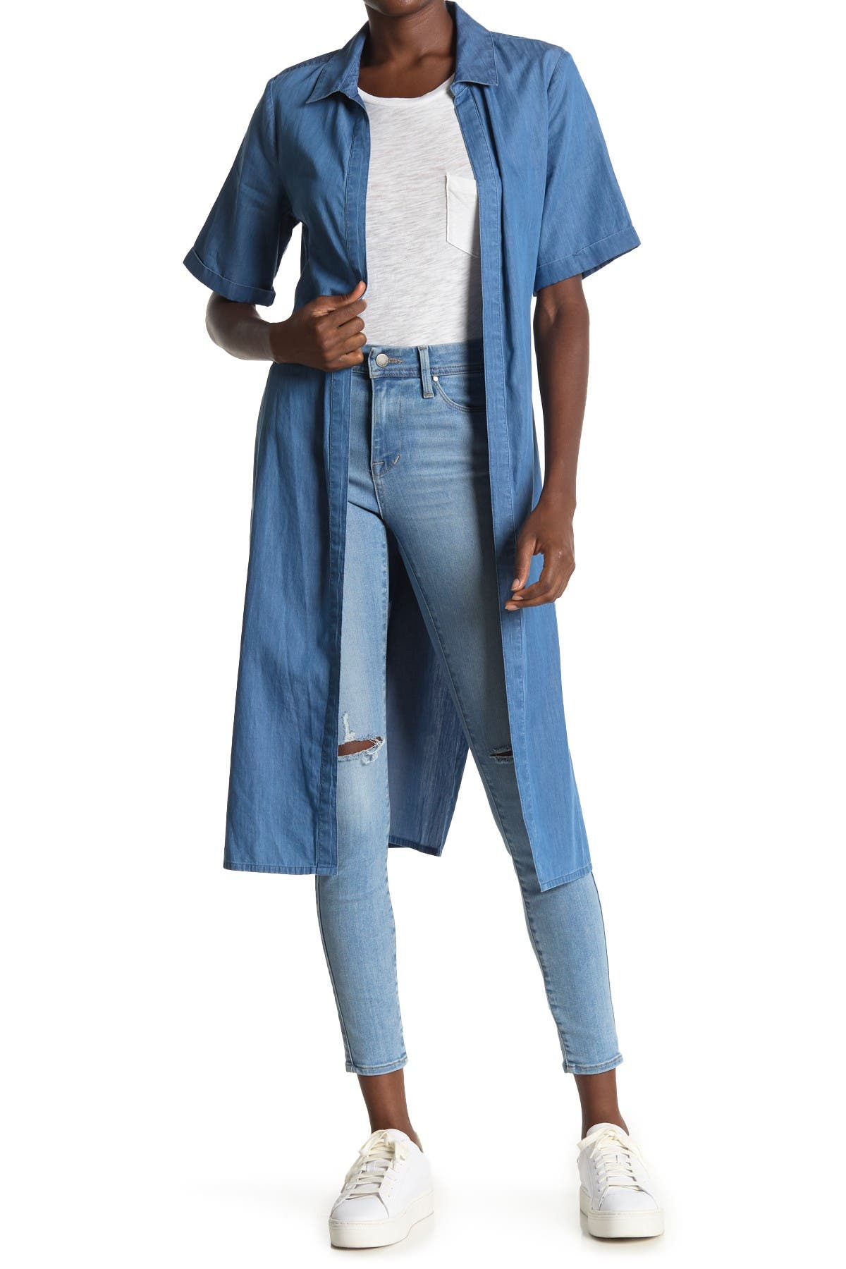 BCBGeneration Woven Short Sleeve Duster Jacket | Nordstromrack