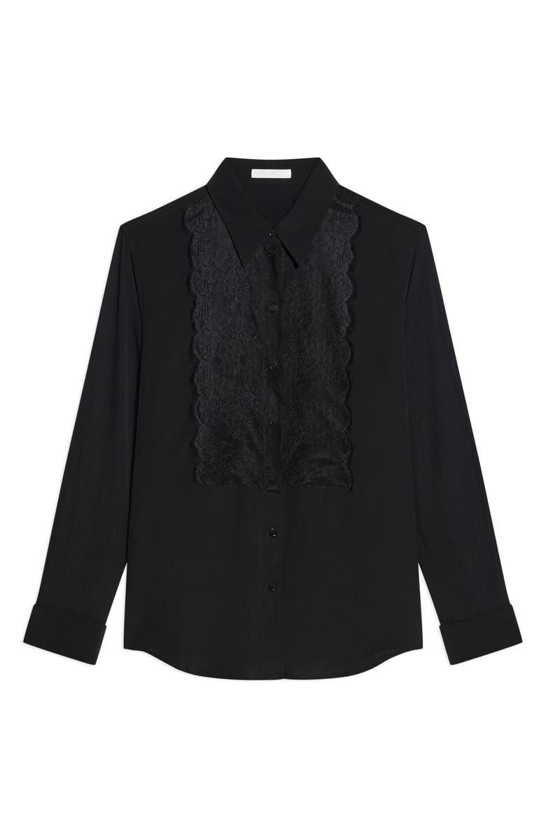 Helmut Lang Mixed Media Lace Button-Up Shirt | Nordstromrack