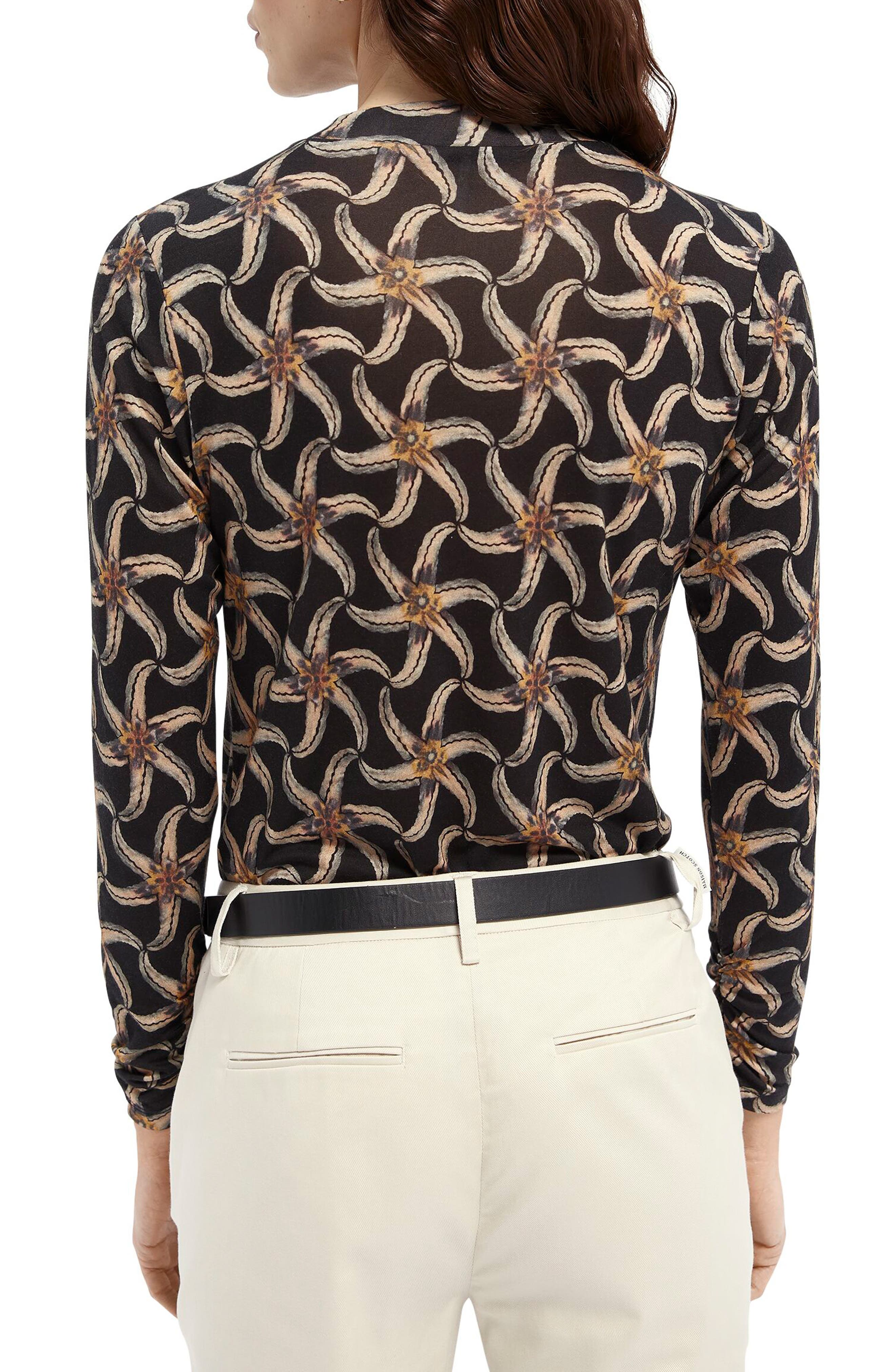 Scotch & Soda Print Mock Neck Long Sleeve Top | Nordstromrack
