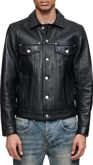 PURPLE BRAND Leather Trucker Jacket | Nordstrom