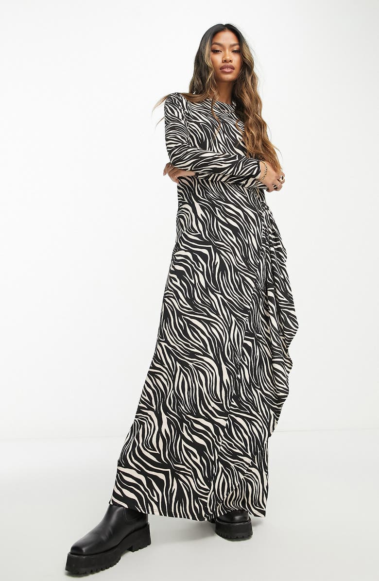 ASOS DESIGN Crinkled Long Sleeve Knit Maxi Dress | Nordstromrack