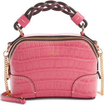Chloé Mini Daria Croc Embossed Leather Top Handle Bag | Nordstrom