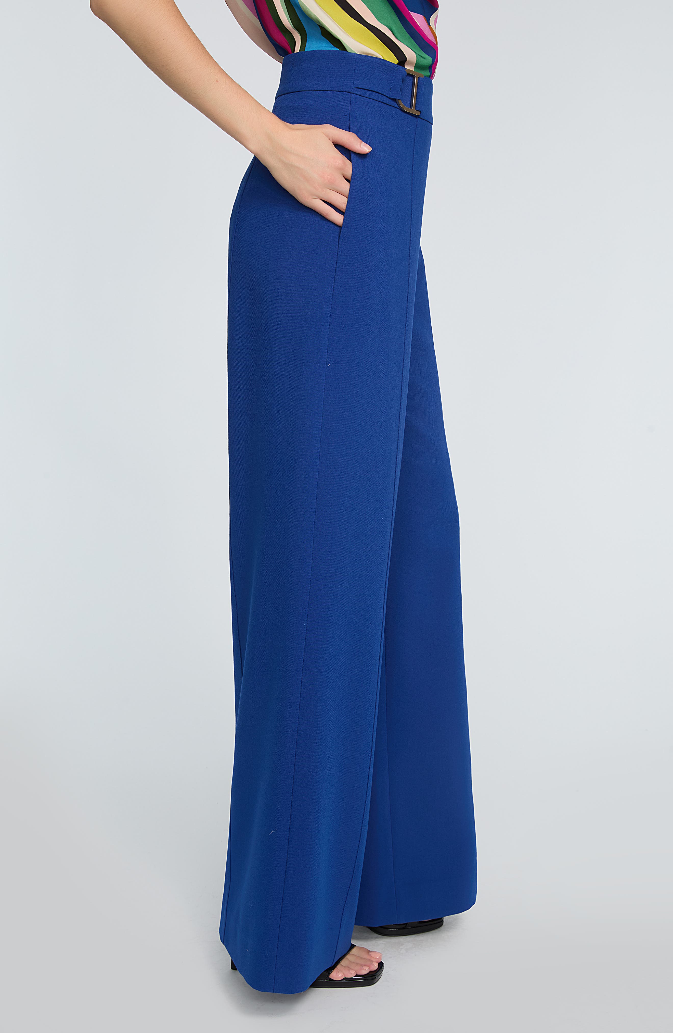 Elie Tahari The Inez Buckle Detail Wide Leg Pants | Nordstrom