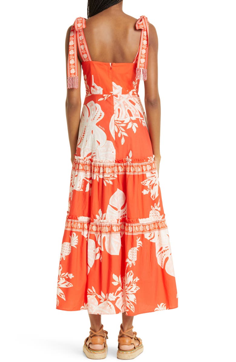 FARM Rio Monstera Print Tiered Cotton Sundress | Nordstromrack