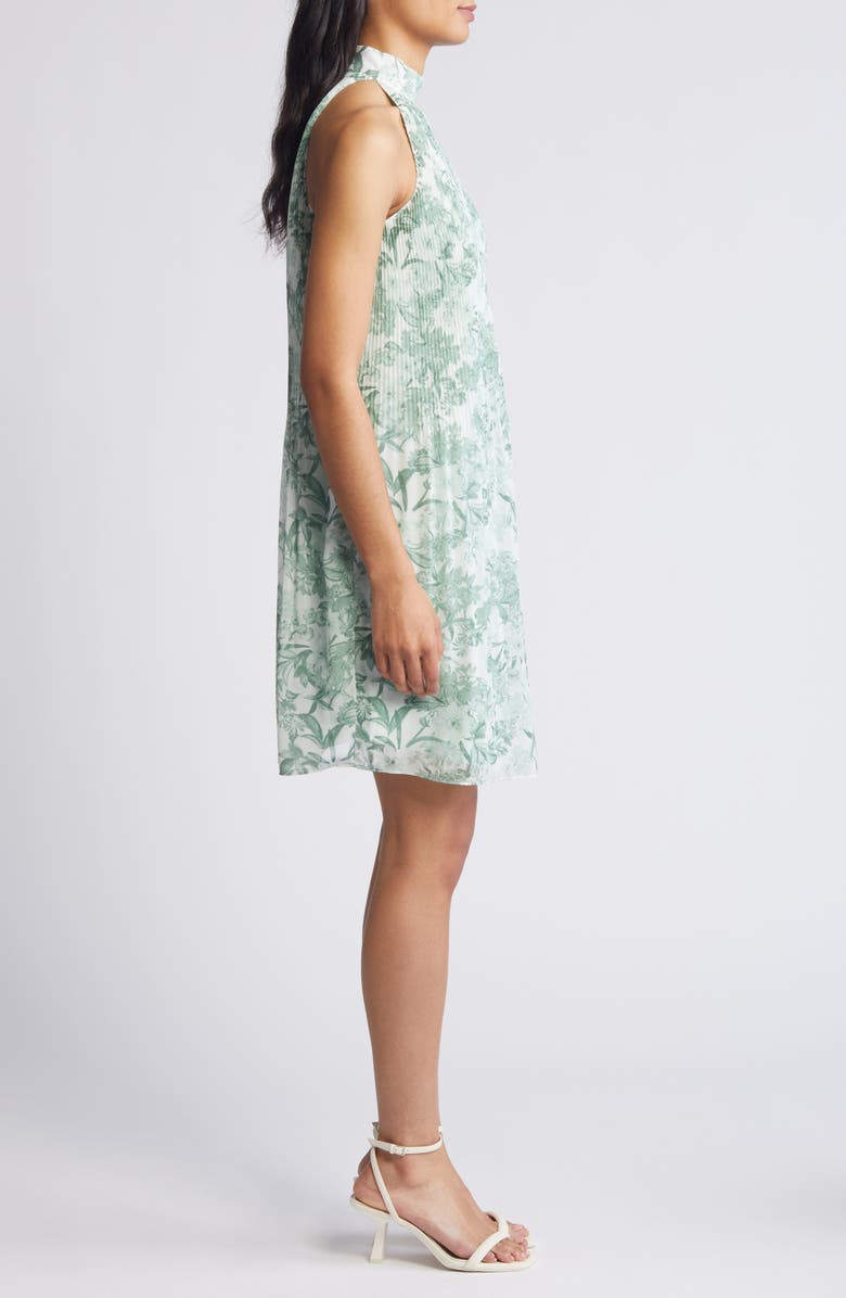 Halogen® Floral Print Release Pleat Mock Neck Dress | Nordstromrack