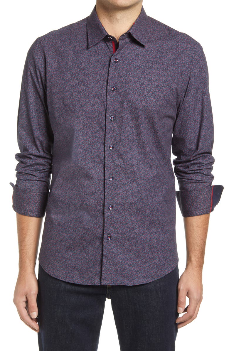 Stone Rose Wine Glass Print Stretch Button-Up Shirt | Nordstromrack