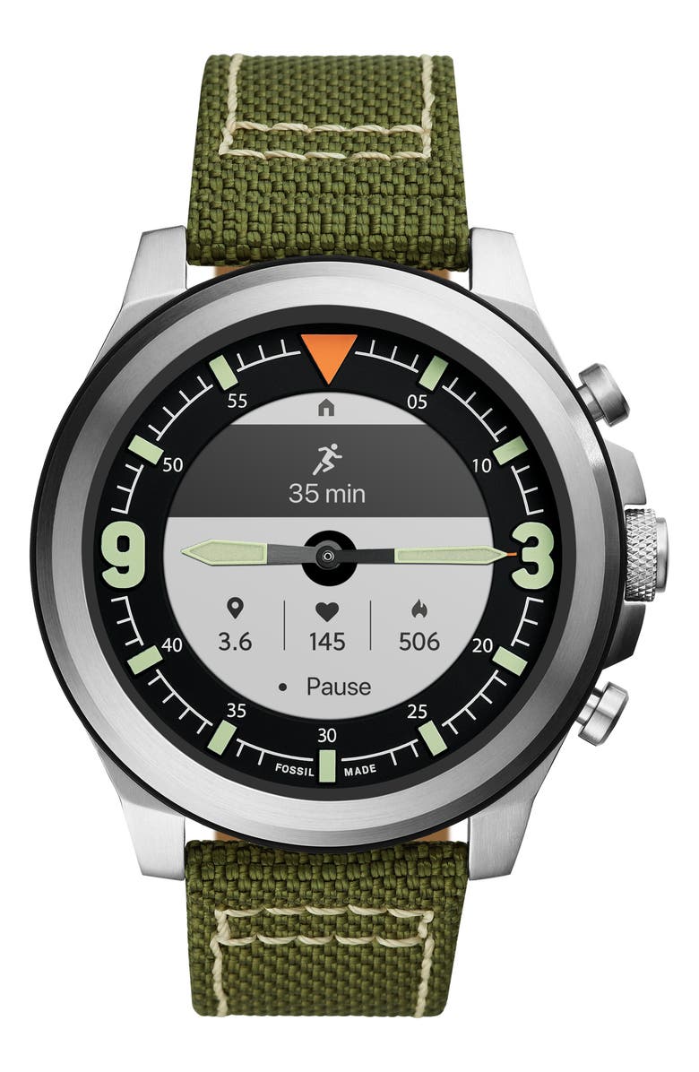 Fossil Latitude Hybrid HR Chronograph Canvas Strap Smart Watch, 50mm ...