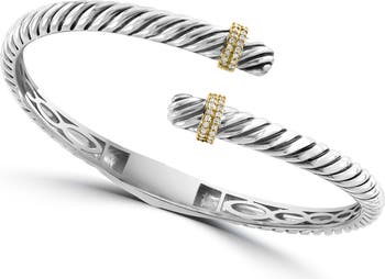 EFFY Two-Tone with Diamond Pavé Twist Cable Cuff Bracelet | Nordstromrack