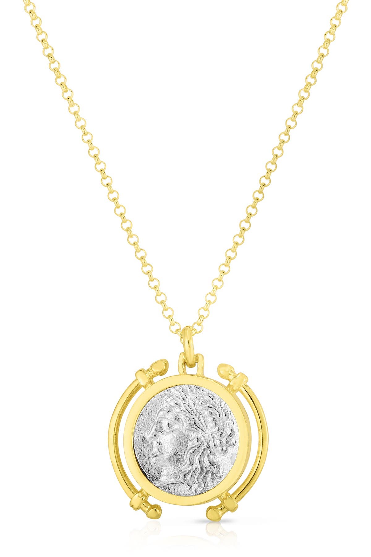 SPHERA MILANO 14K Gold Plated Sterling Silver Two-Tone Coin Necklace ...