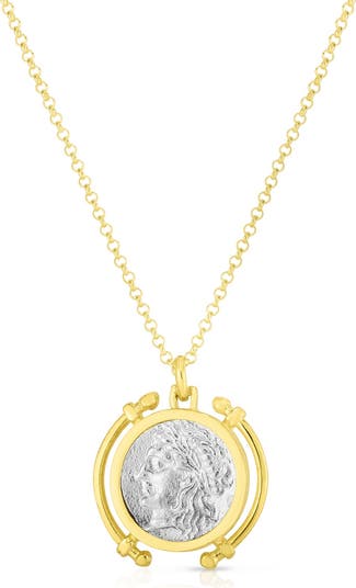 SPHERA MILANO 14K Gold Plated Sterling Silver Two-Tone Coin Necklace ...