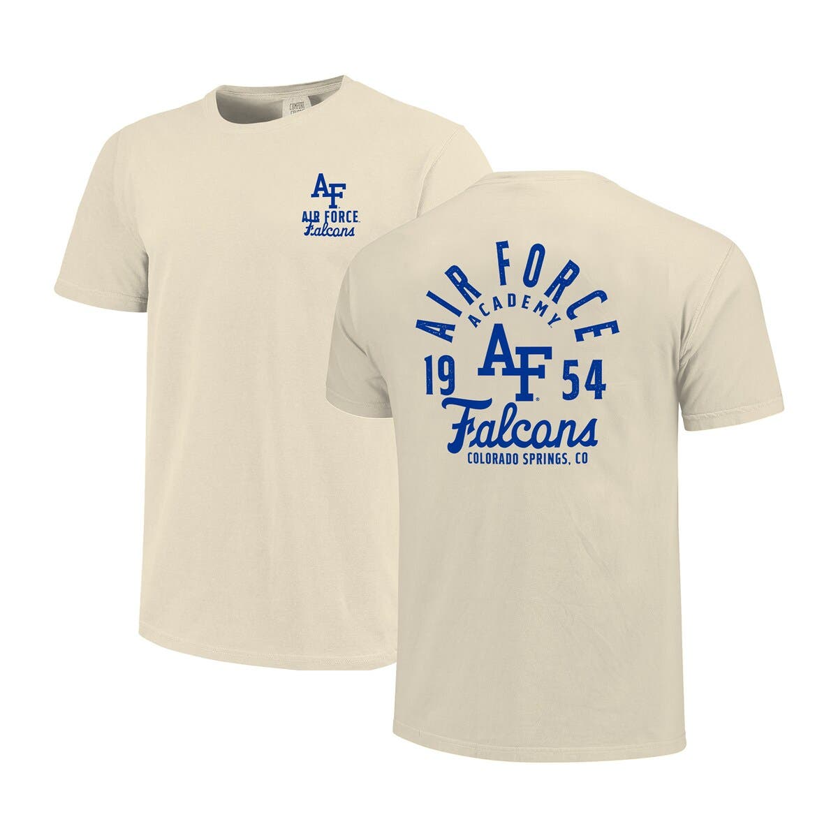 IMAGE ONE Men's Cream Air Force Falcons Comfort Colors Mascot Overlay T ...